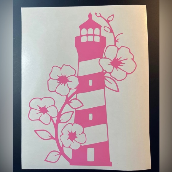 Hand Crafted | Wall Decor | Lighthouse Floral Pink Vinyl Car Decal ...